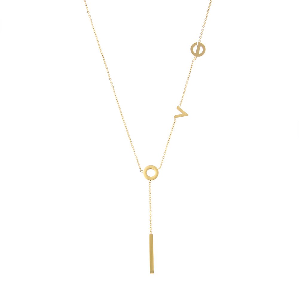 LUREME Women's Stainless Steel Love Y Shaped Necklace Circle Lariat Necklace (nl005577-2)