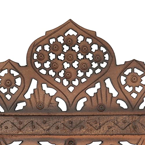 Matalde Hand Carved 3 Panel Room Divider with Beautifully Carved Pattern, 3.93' Wooden Folding Privacy Screen, Freestanding Partition Wall Divider for Office, Home, Christmas Decoration, Dark brown