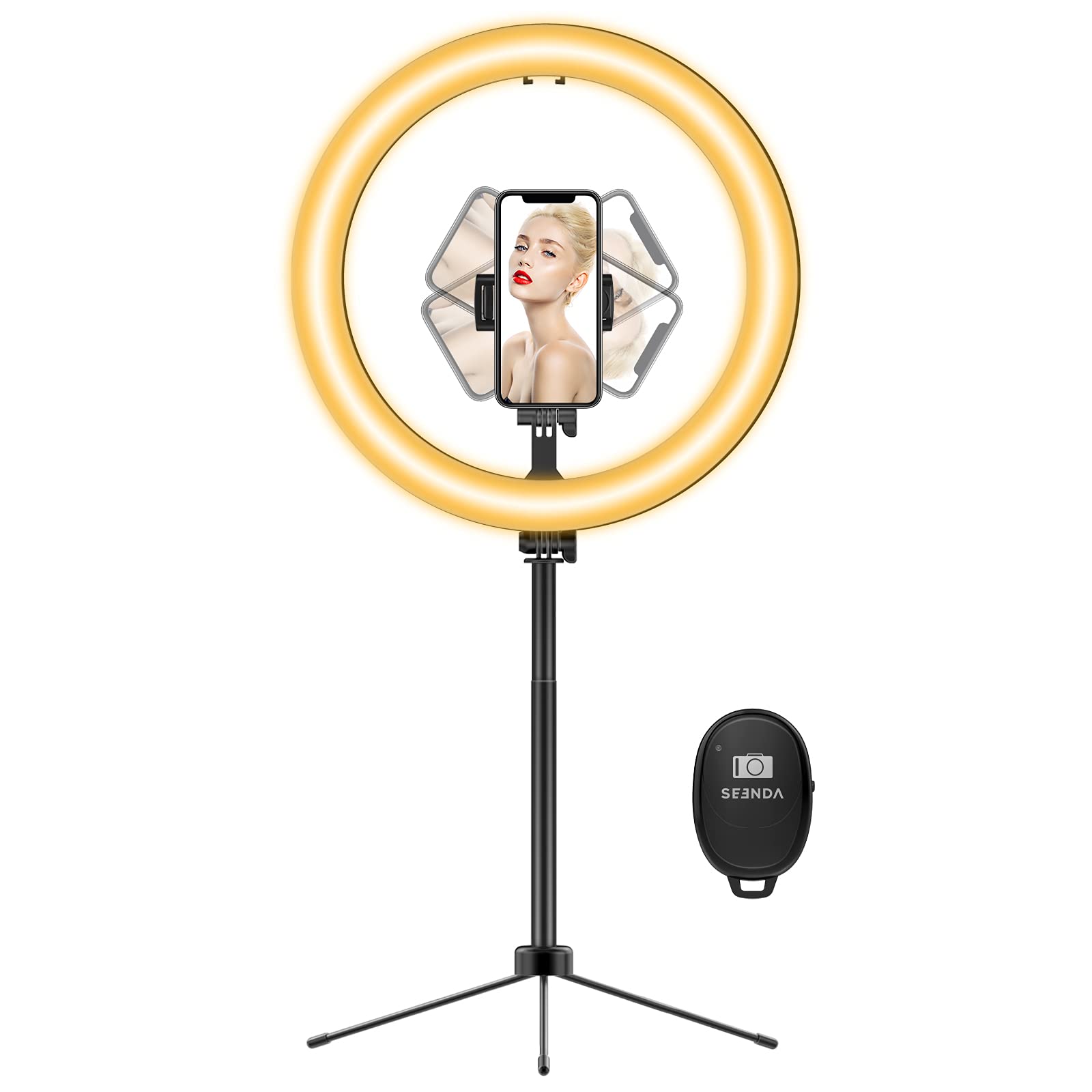 SEENDA 12'' Selfie Ring with 30'' Tripod Stand and Phone Holder, 3000K-5600K Large Circle Light with Bluetooth Remote for Photography/YouTube Video/Self-Portrait Shooting/Live-Stream