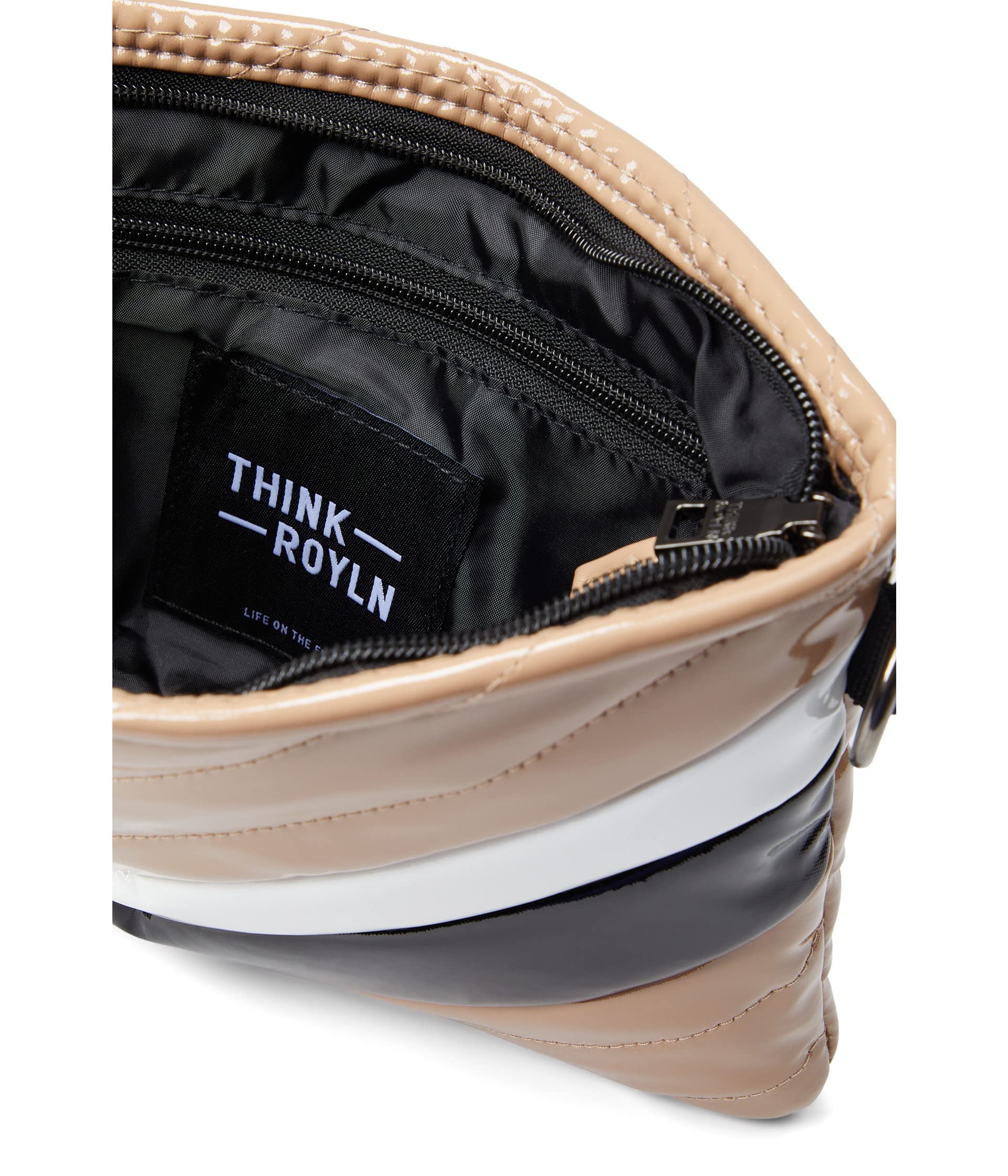 Think Royln Vonn Chevron Crossbody - Medium Nude Patent/Black/White V Color-Block One Size