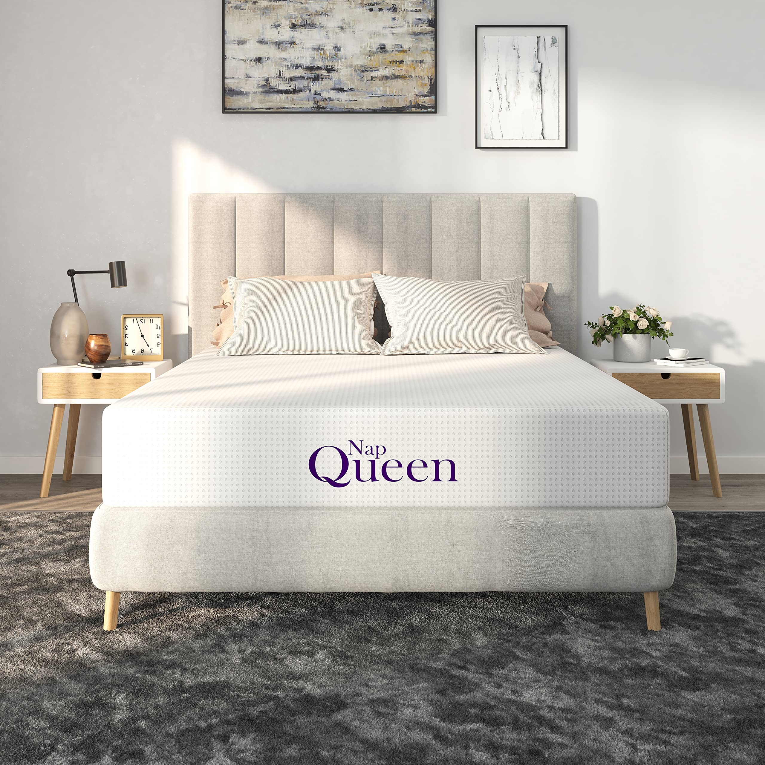 NapQueen King Mattress, 12 Inch Charcoal Memory Foam Mattress, King Bed Mattress in a Box, CertiPUR-US Certified, Medium Firm, Breathable Soft Fabric Cover