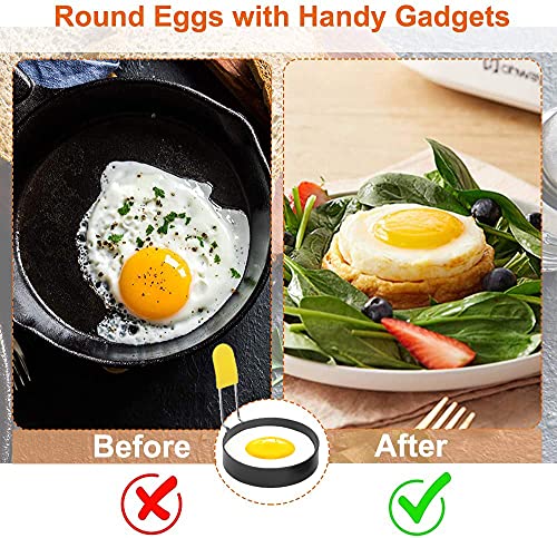 Round Egg Maker Ring 2 Pack, Nonstick Egg Rings for Frying Eggs and English Muffins, Egg Shaper for Frying Pan Cooking, Egg Molds for Griddle, Egg Circles for Breakfast Sandwich Burger
