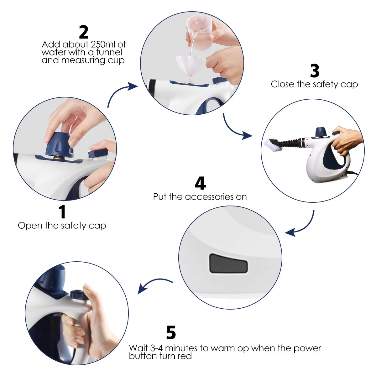 Multi-Purpose Handheld Pressurized Steam Cleaner, Chemical-Free Steam Cleaning with 9-Piece Accessories, Steam Cleaner for Stain Removal, Carpets, Curtains, Car Seats, Kitchen Surface & Much More