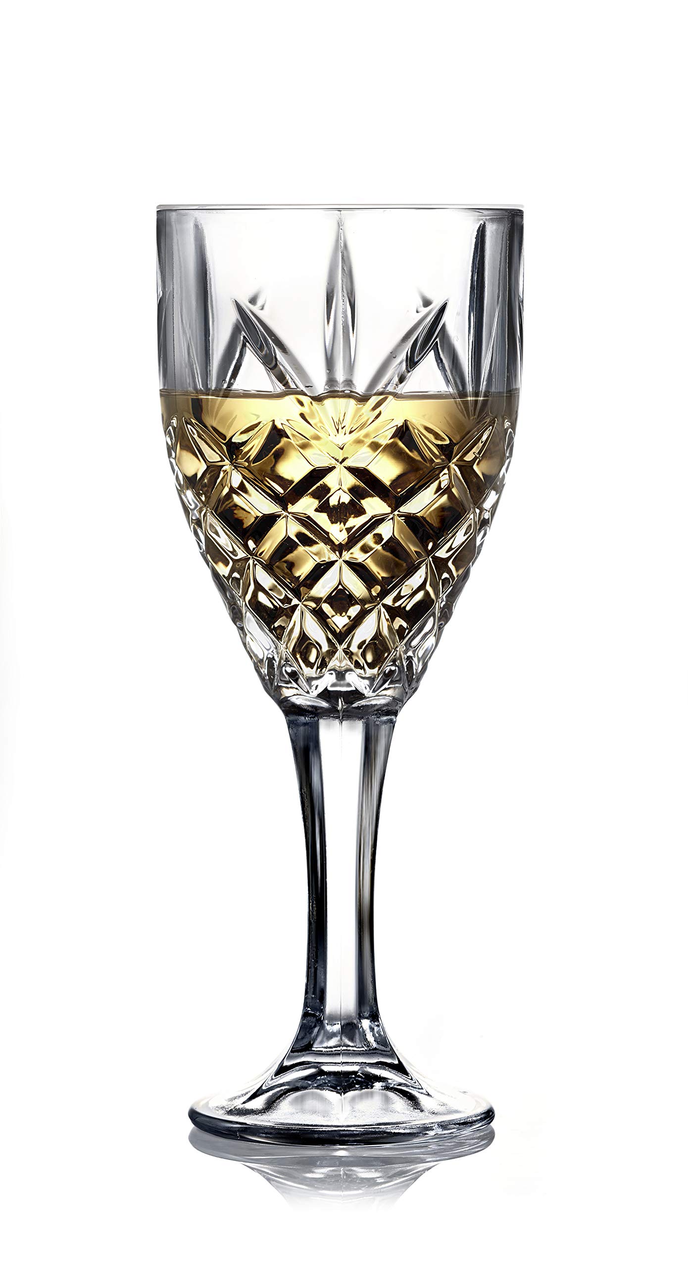 Royalty Art Wine Glasses Goblet Glassware Set of 8, 10oz, Tumbler Glasses, Decorative Chalice Kinsley Design for Beer, Liquor, Wine, Water, and Beverages, Party and Event Serving…
