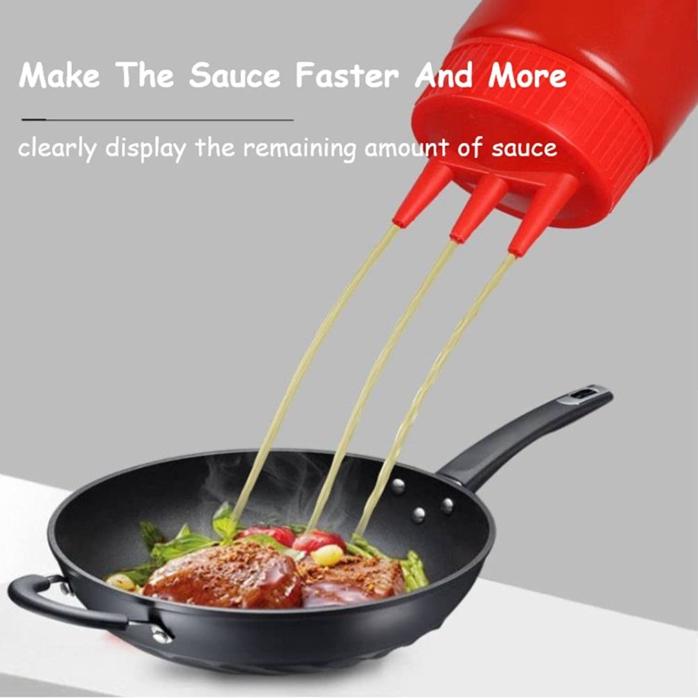 Plastic Squeeze Bottle with Cap, Leak-proof Sauce Bottle Reusable Spice Dispenser Ketchup Storage Bottle Kitchen Gadget(200ml-Single hole,white)