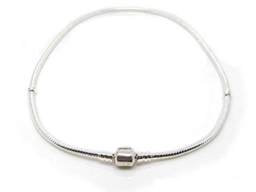 NicelyFit Snake Chain Necklace Silver Plated fit Pandora Charms Beads Jewelry (50CM/19.5 Inch)