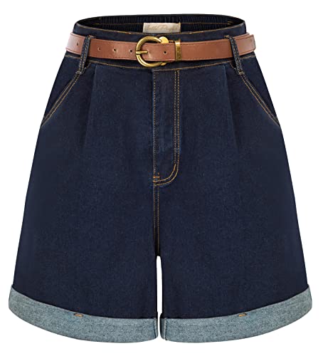 Women's Denim Shorts Blue Jean Shorts Mom Shorts Stretchy Denim Hot Short (Deep Blue 682,XL)