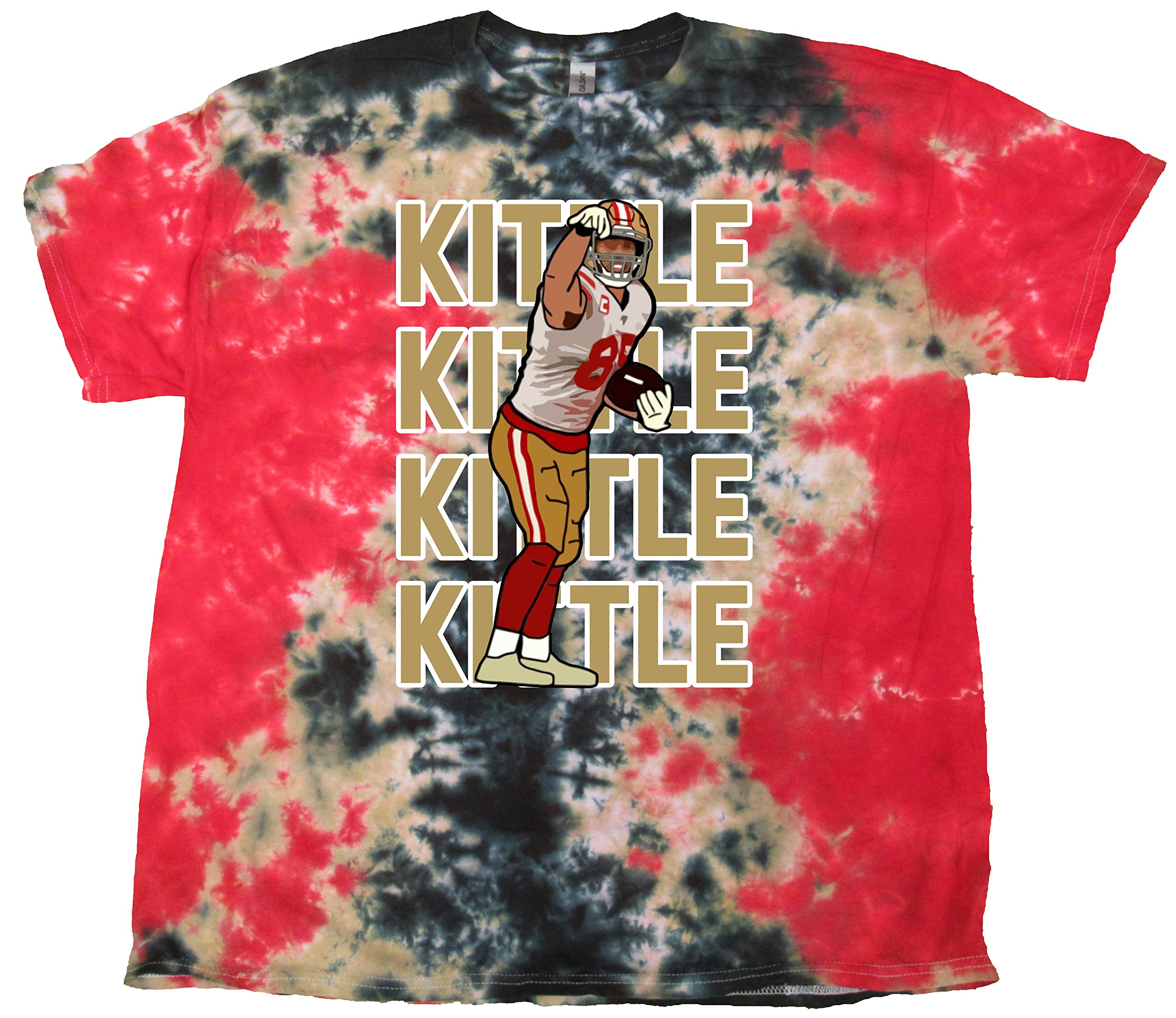 TIE DYE 49ers Kittle Text Pic T-Shirt Adult Medium
