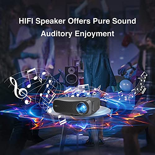 Native 1080P Projector, Indoor Outdoor FHD Projector 8000 Lumen High Bright for Movie Video Games, High Performance Multimedia Projector for Business, Phone DVD PC Supported, Low Noise