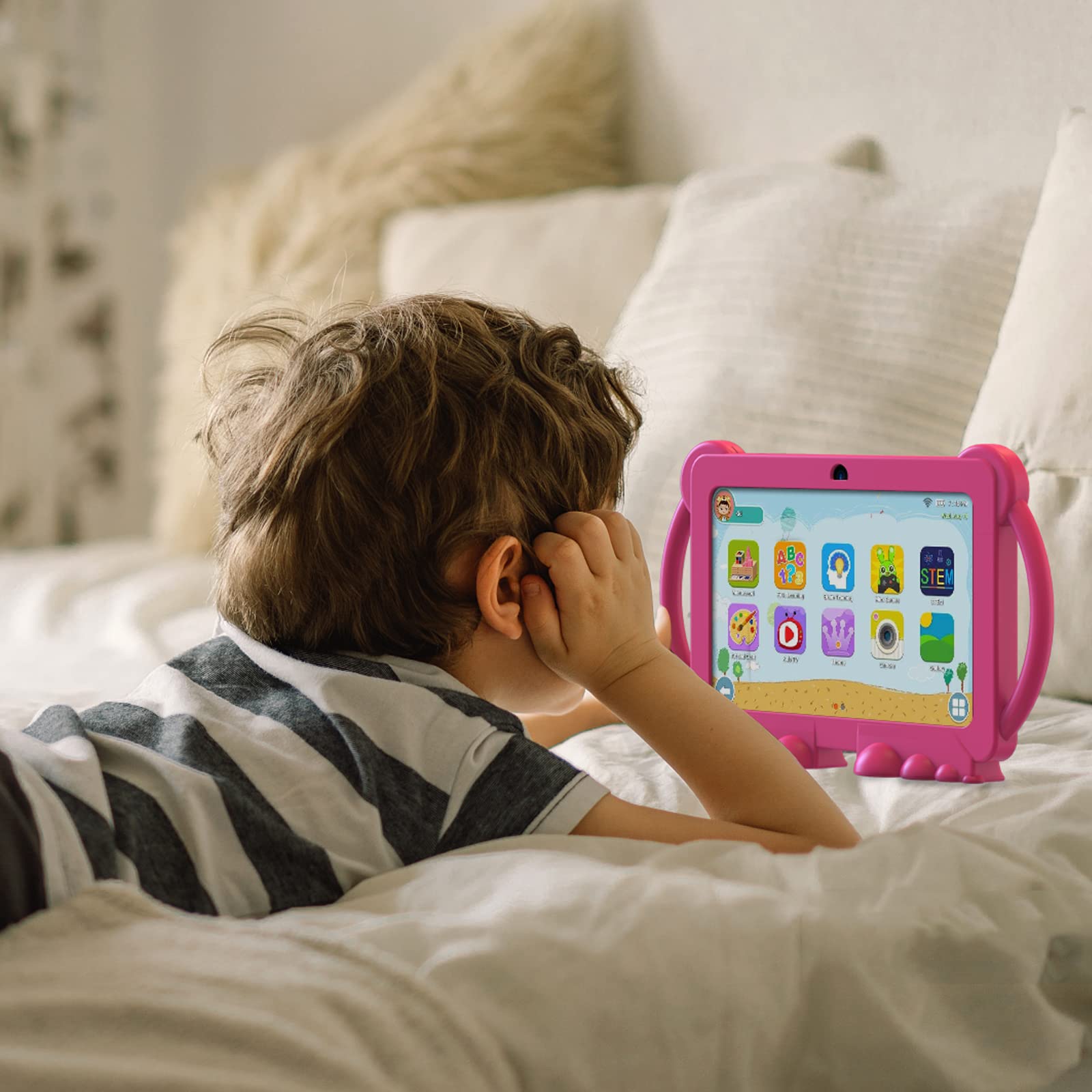 NORTH BISON Kids Tablet, 7 inch Android 11.0 Tablet for Kids, 3GB 32GB Toddler Tablet with Bluetooth-Pink