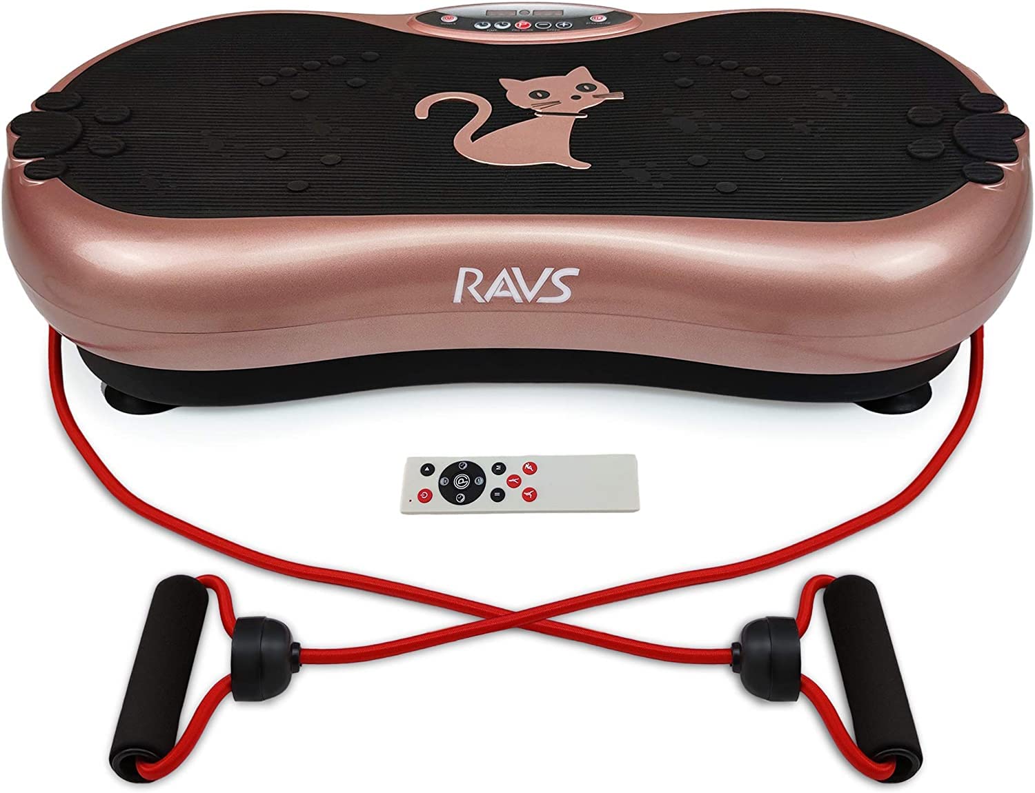 RAVS Vibration Plate Exercise Machine Whole Body Workout Machine Vibration Fitness Platform Machine Home Training Equipment with Resistance Bands, Remote Control and Max Load 330lbs