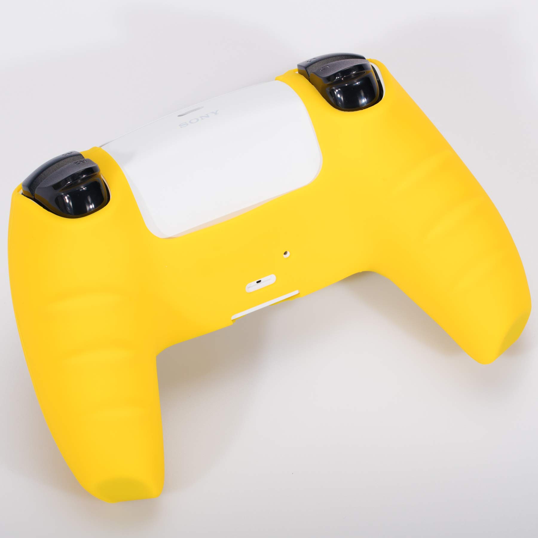 Playrealm Soft 3D Dots Silicone Skin Cover x 1 & Thumb Grips x 8 for PS5 Dualsenese Controller (Yellow)