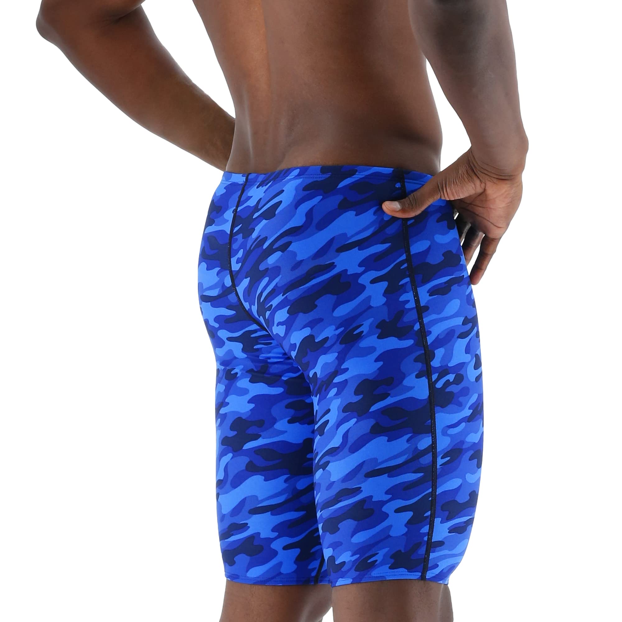 TYR Men's Standard Durafast Elite Athletic Jammer Swimsuit, Blue Camo, 28
