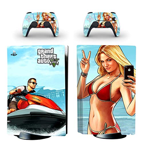 PlayStation 5 Skin Set – Street Theft - HD Printing Vinyl Skin Cover Protective for PS5 Console and 2 PS5 Controller