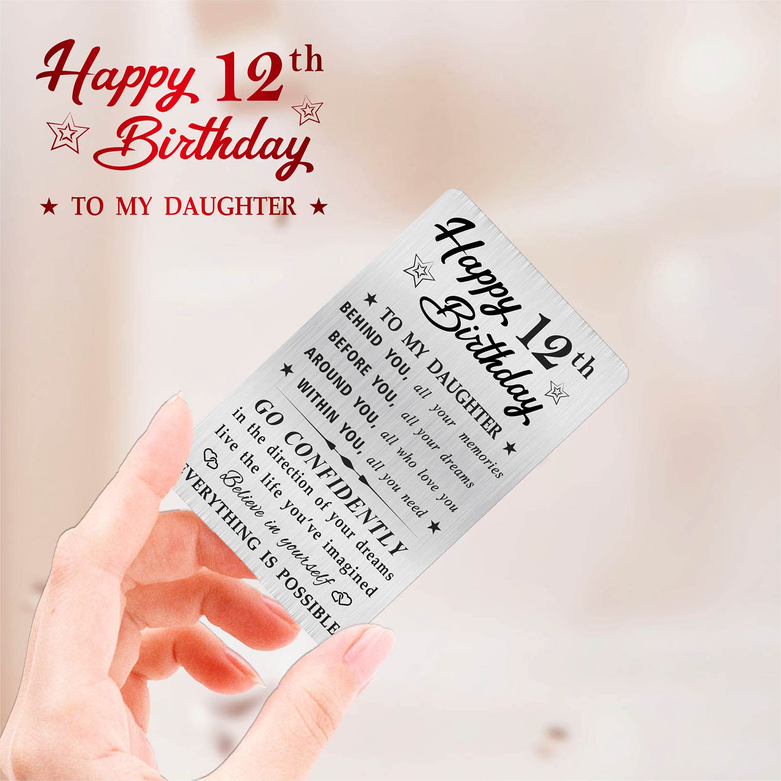 MOQIYXL 50th Birthday Card for Daughter, 50 Year Old Gifts for Daughter Engraved Wallet Card