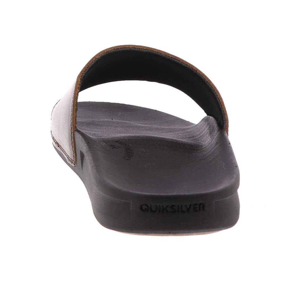 Quiksilver Men's Rivi Leather Slide Sandal, Brown/Black/Brown, 13