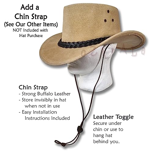 Oztrala~ Suede Leather Breezer Mesh Hat JACARU Cowboy Australian Mens Outback Golf SB 1019 US Sand