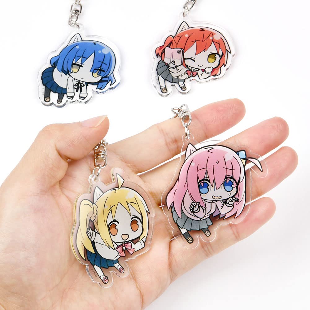 URAQT 4Pcs Bocchi the Rock Keychains Cosplay Cute Cartoon Anime Keyrings