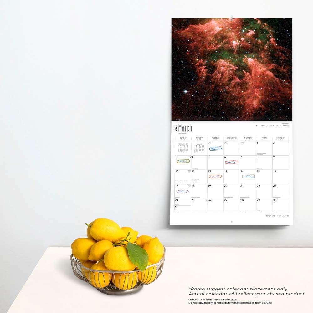 NASA Explore the Universe | 2024 14 x 24 Inch Monthly Deluxe Wall Calendar | Sticker Sheet | StarGifts | Space Cosmos Inspiration