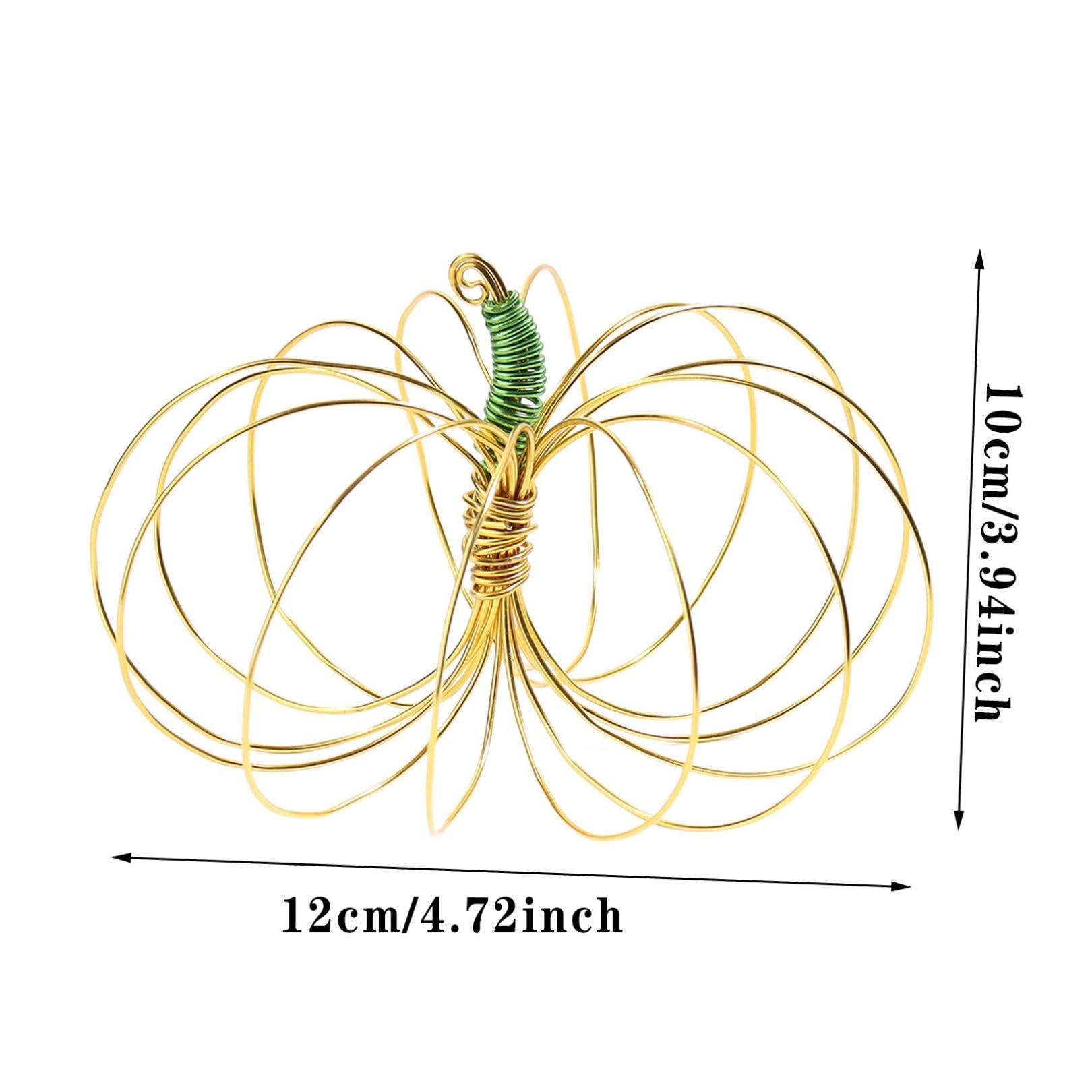 ROTORS Wire Pumpkin Decor with Fairy Lights, Autumn Decor Thanksgiving Table Centerpiece Halloween Decoration Fall Decor Fall Garland (Bronze)