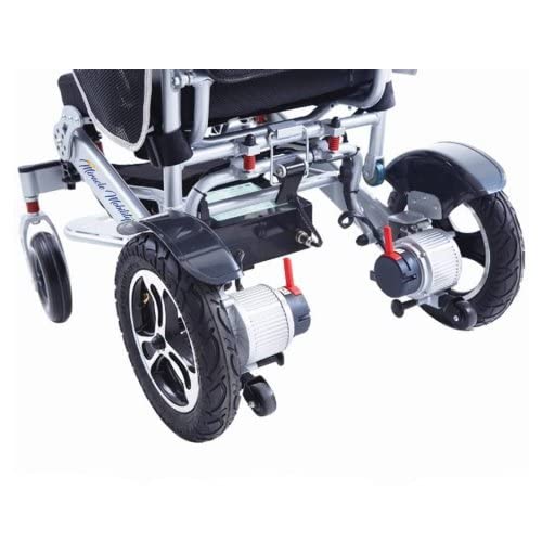 Miracle Mobility Platinum 8000 Electric Wheelchair, 61 LBS, Foldable, Aluminum, Portable, Compact, with Two Powerful Motors, Approved for Airline Travel (Silver)