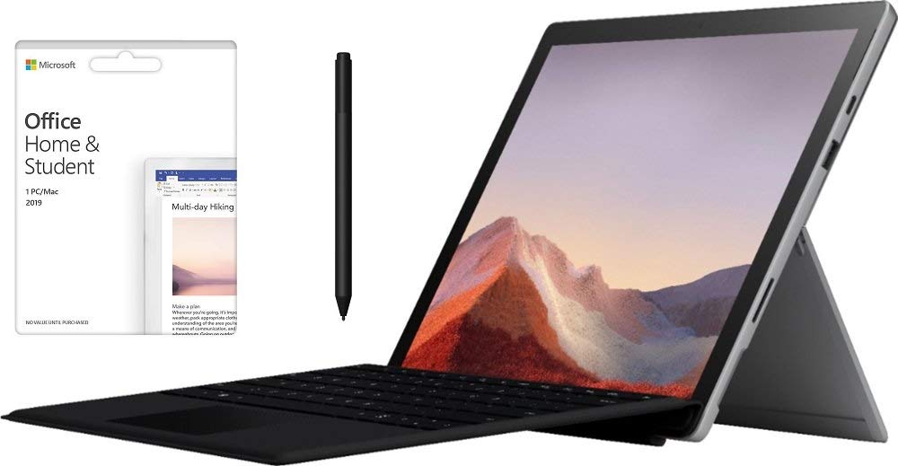 Newest Microsoft Surface Pro 7 12.3” Touch-Screen (2736 x 1824) w/Office Home 2019 and Surface Pen | Intel Core i5-1035G4 | 8GB Memory | 128GB SSD | WiFi | Black Keyboard | Windows 10 | Platinum