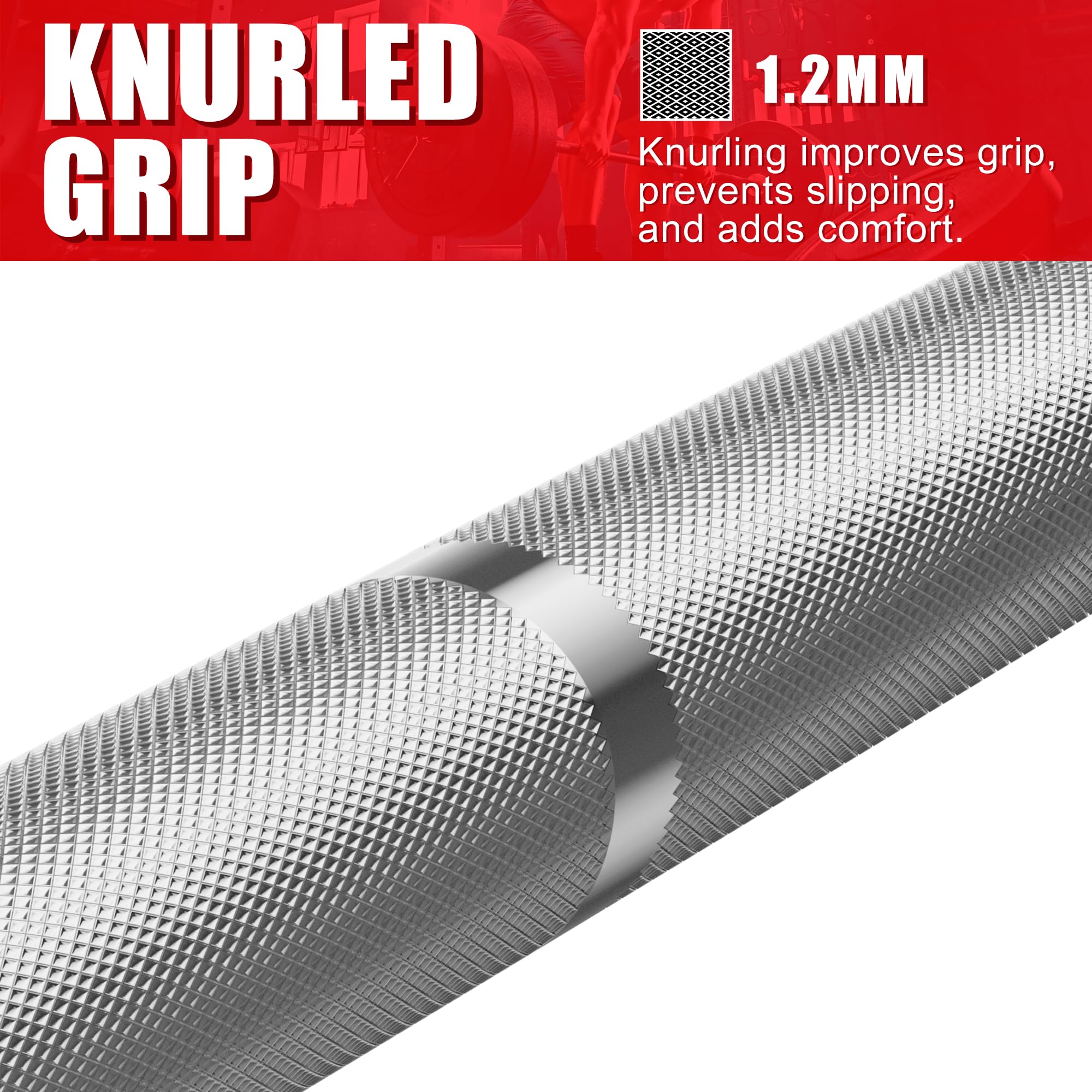 Olympic Barbell Curl Bar EZ Bar Strength Training Bar Threaded Chrome Barbell Bar for Weightlifting, Hip Thrusts, Squats and Lunges