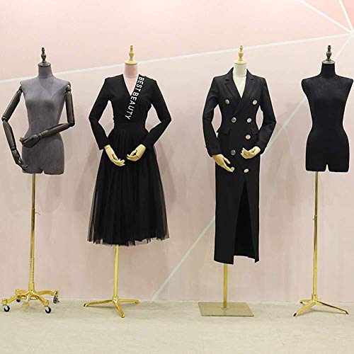 Mannequin Torso Mannequin Dress Form Torso Female Tailors Dummy Dressmakers Dummies Fashion Students Display Bust with Wood Arm Active for Clothing Jewelry Show (E Medium