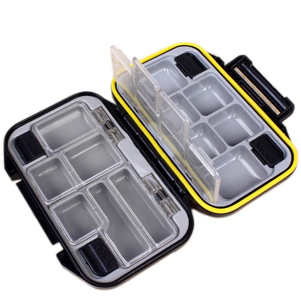 TKFDC 12 Compartments Plastic Fishing Box Bait Two-Color Fishing Tackle Boxes Fish Lures Hooks Storage Accessories (Color : E)