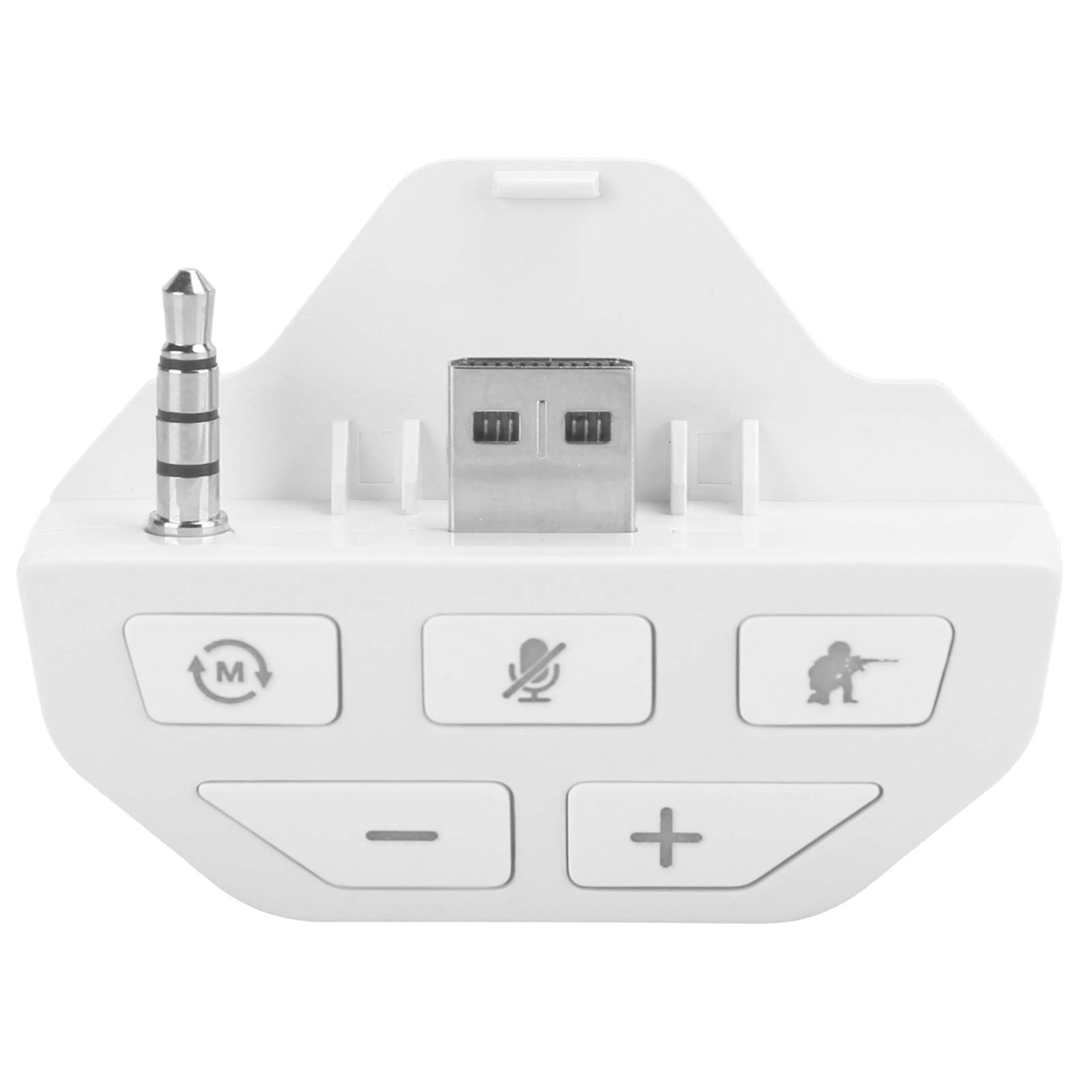 Stereo Headset Adapter, Gamepad Controller Audio Adapter with Volume Control, 3.5 mm Headphone Converter Sound Enhancer, for Xbox One(White)