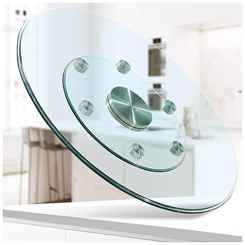 Round Lazy Susan Turntable, Large Tempered Glass Rotating Tray 360° Smooth Rotating Transparent Serving Plate with 6 Auxiliary Wheels (Size : 90cm/35in)