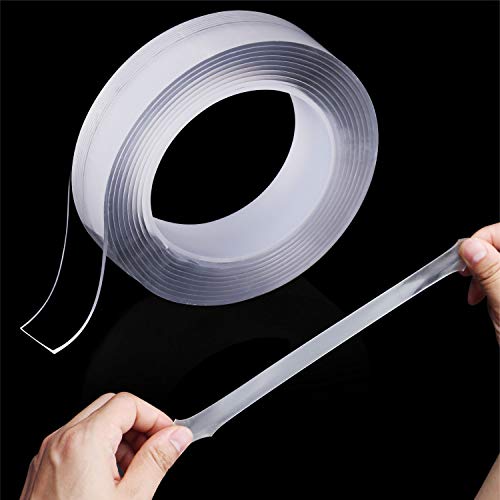 Multipurpose Double Sided Mounting Tape - Washable Traceless Clear Adhesive Tape - Household & Industrial Gel Tape(6.56FT)