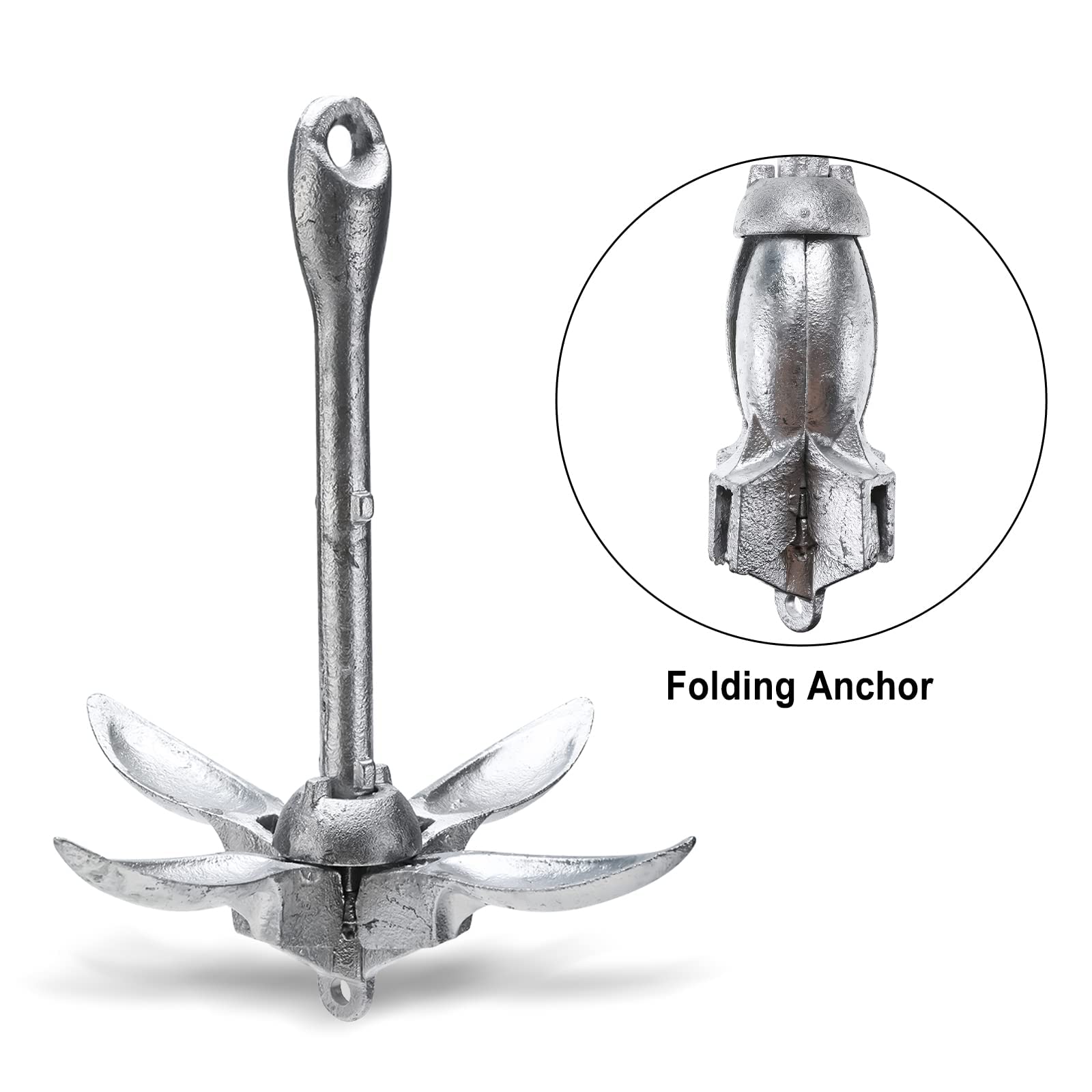 Potlimepan Folding Anchor Kit with 40ft Rope,Marine Anchor Accessories for Kayaks, Canoes, Paddle Boards