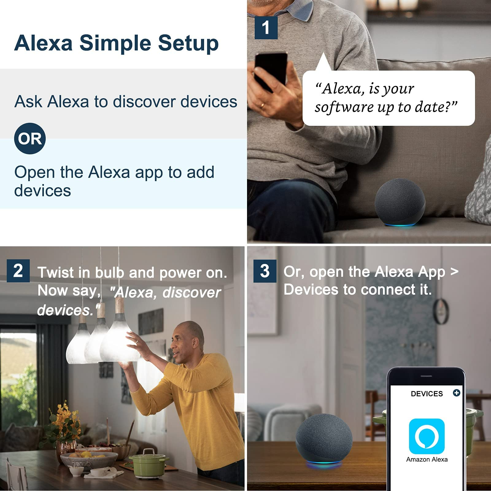 Sengled Alexa Light Bulb, BR30, S1 Auto Pairing with Alexa Devices, Smart Flood Light Bulb That Work with Alexa, Daylight 5000K, E26, Led Lights, 65W Equivalent Recessed, No Hub Required, 4-Pack