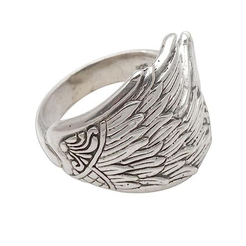 NOVICA Artisan Handmade .925 Sterling Silver Band Ring from Bali No Stone Indonesia 'Wing Feathers'