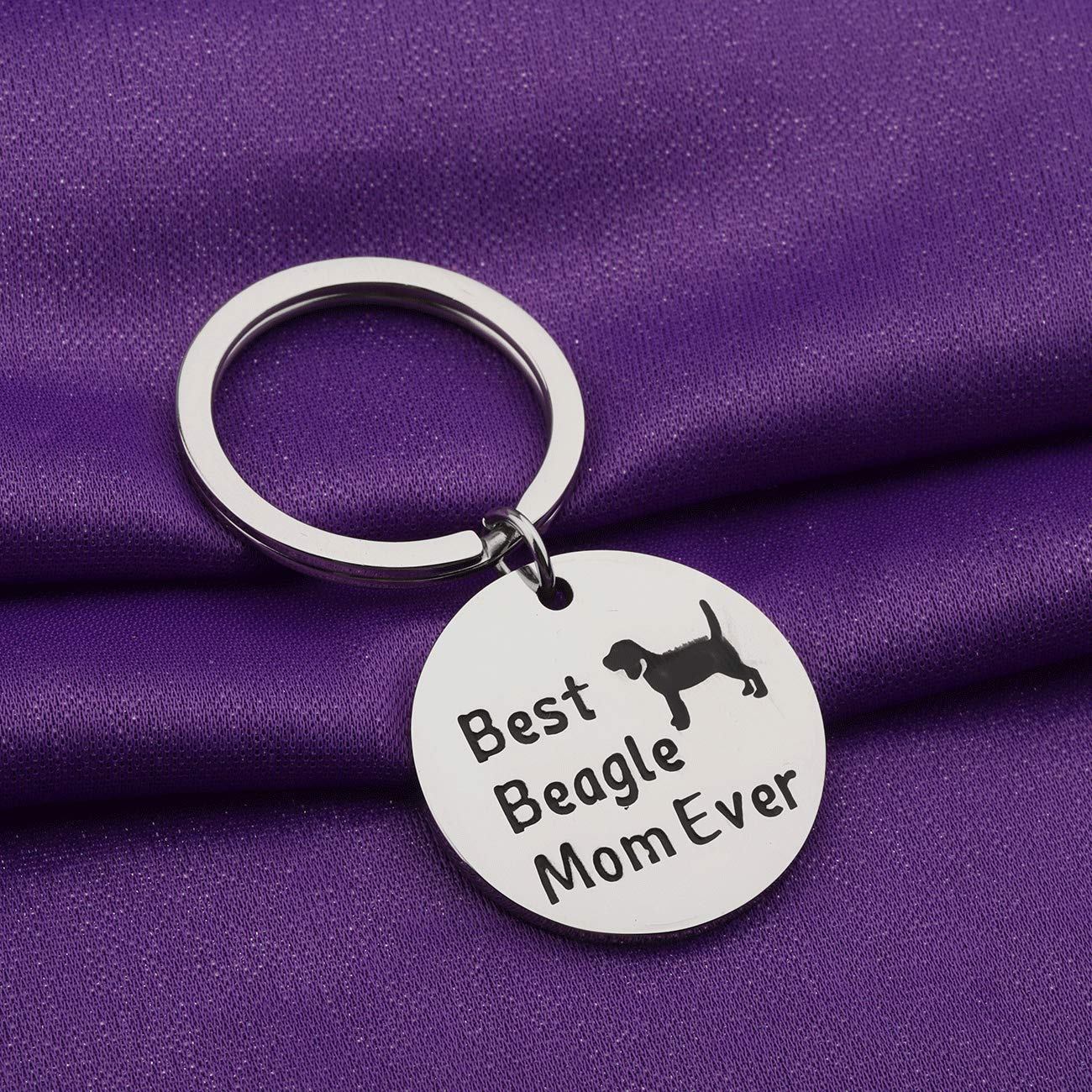 PENQI Beagle Mom Gift Beagle Lover Gift Best Beagle Mom Ever Keychain Beagle Owner Gift Animals Lover Gift Pet Lover Gift for Dog Lover (sliver)