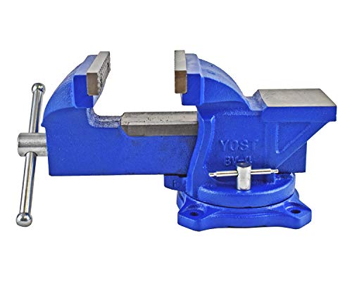 Yost Vises Tool 4-Inch Workshop Duty Bench Vise, Model BV-4, with 120-Degree Swivel Base, Blue