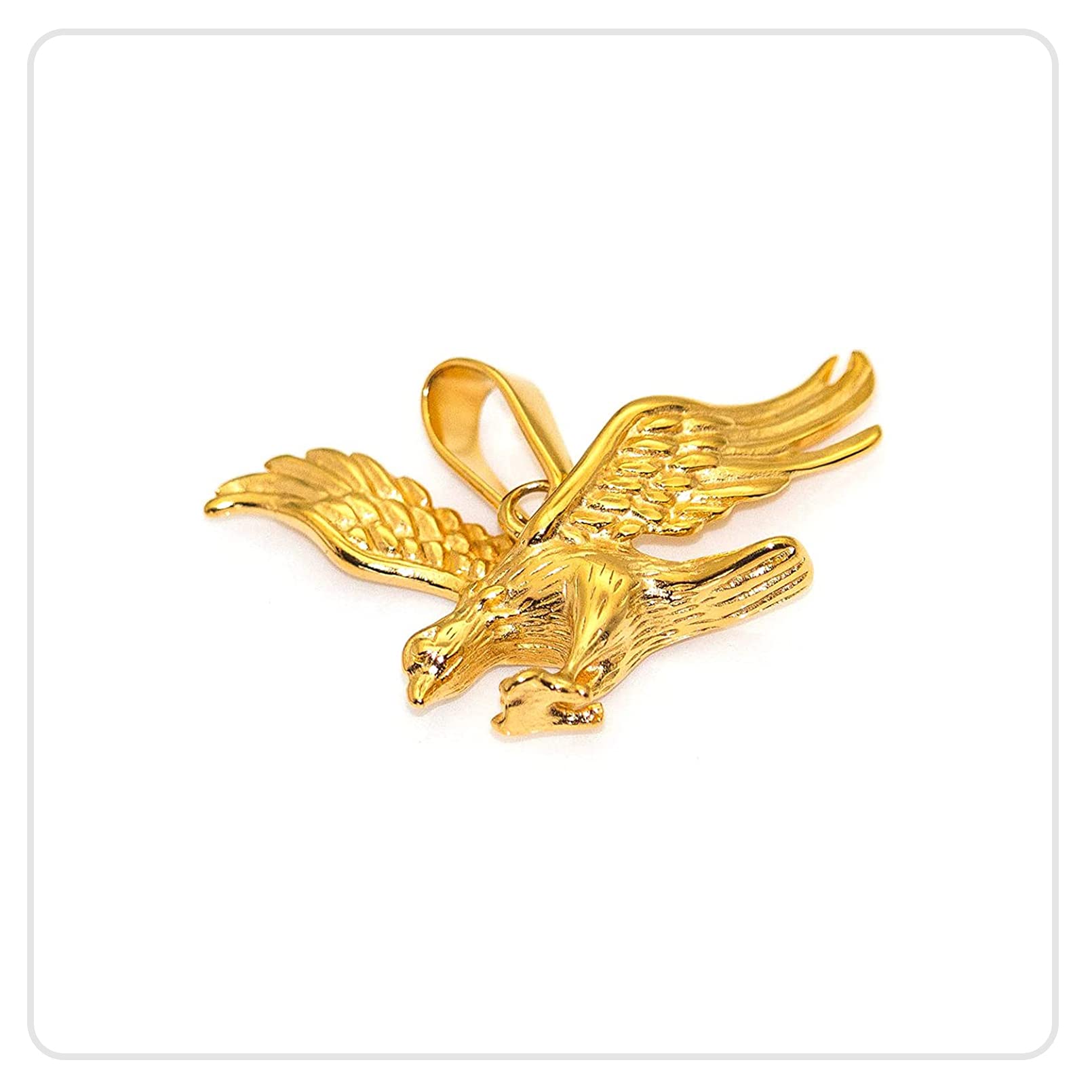 Nsitbbuery Hip Hop 18K Gold Plated Stainless Steel Animal Eagle Pendant Necklace