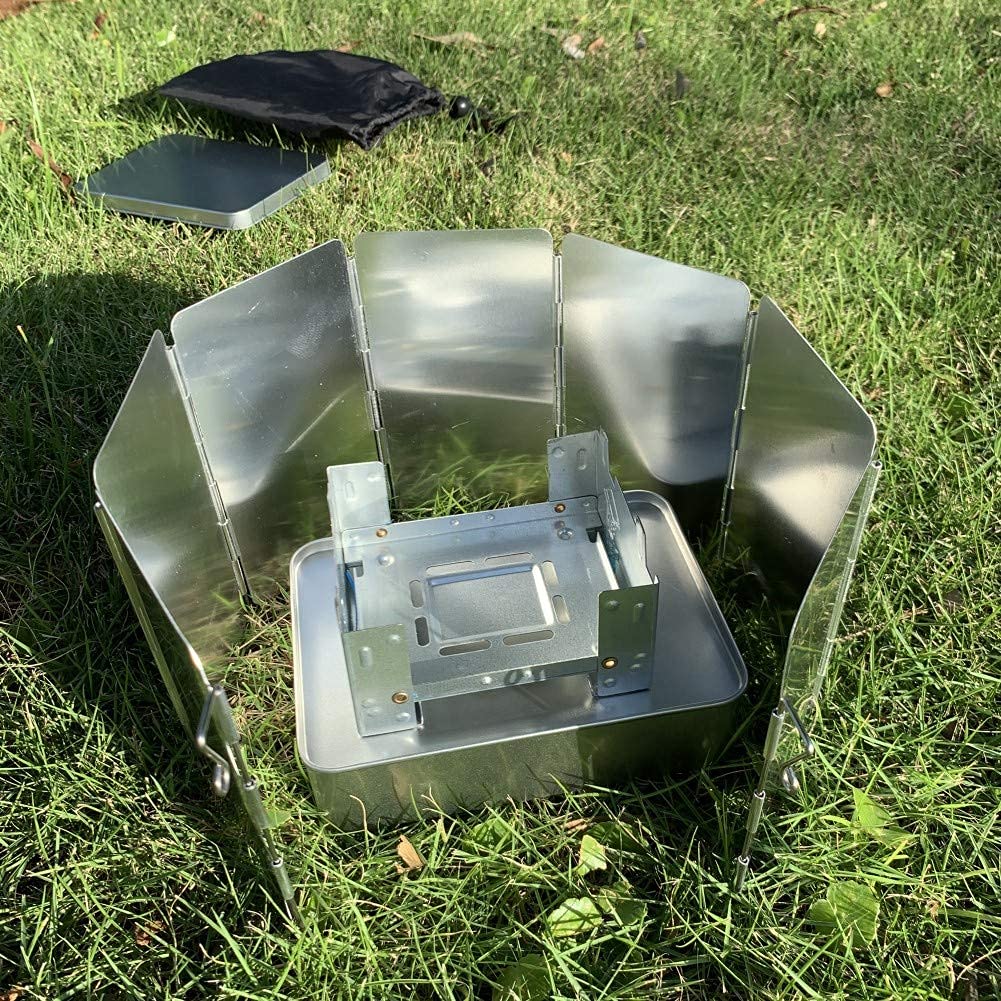 Pakiz Camping Stove Set | Pocket Stove with Folding Stove Windscreen and Mess Tin, Working with Solid Fuel Tablets for Backpacking, Camping, Hunting, Emergency Cooking and Outdoor Survival (Stove plus
