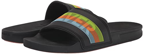 Quiksilver Men's Rivi Wordmark Slide 3 Point Sandal, Black/Orange/Blue, 11