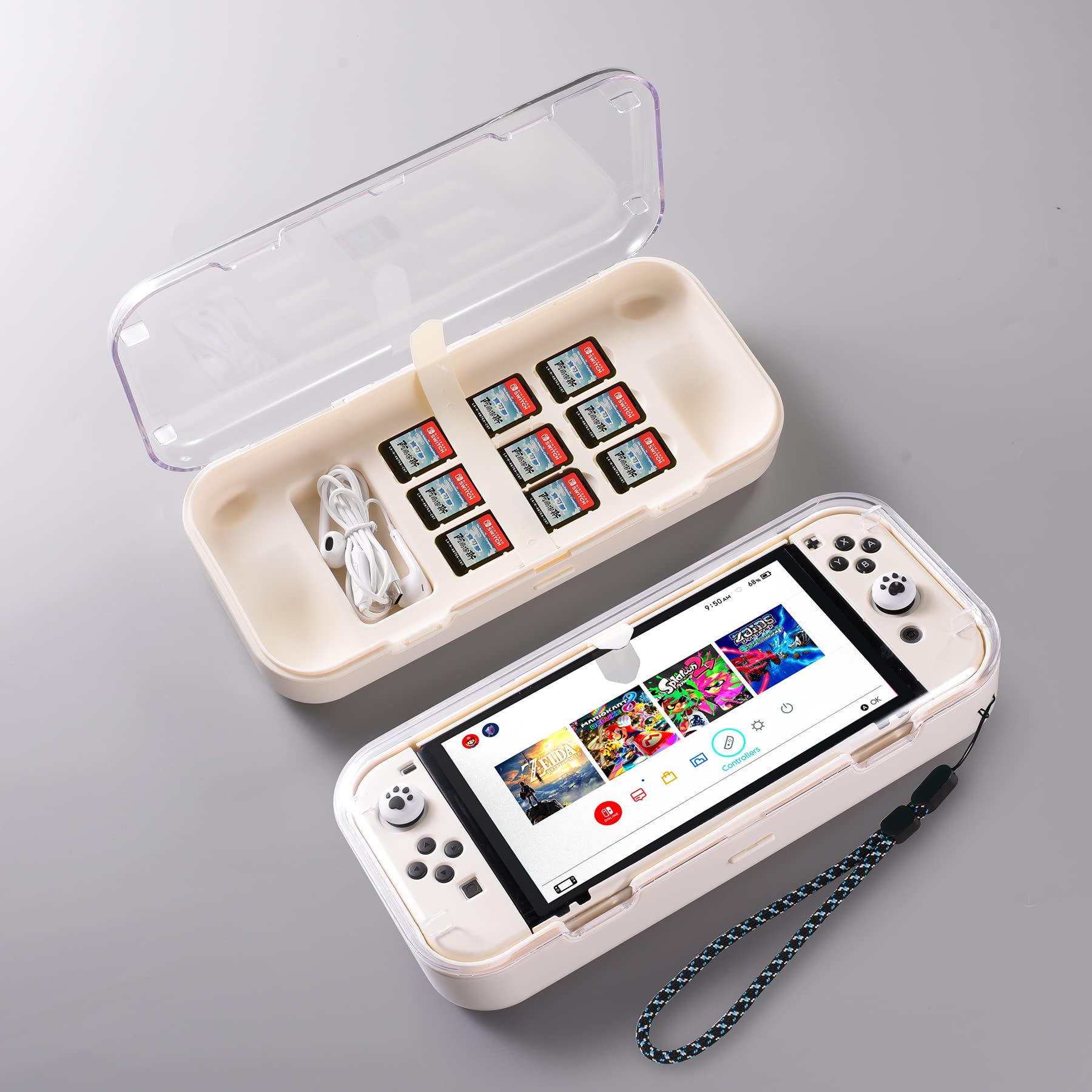 UYIYE Carry Case Compatible with Nintendo Switch/Switch OLED , Protective Hard Portable Travel Carry Case Brand new transparent carrying caseh,Perfect design, no odor, new experience (red)