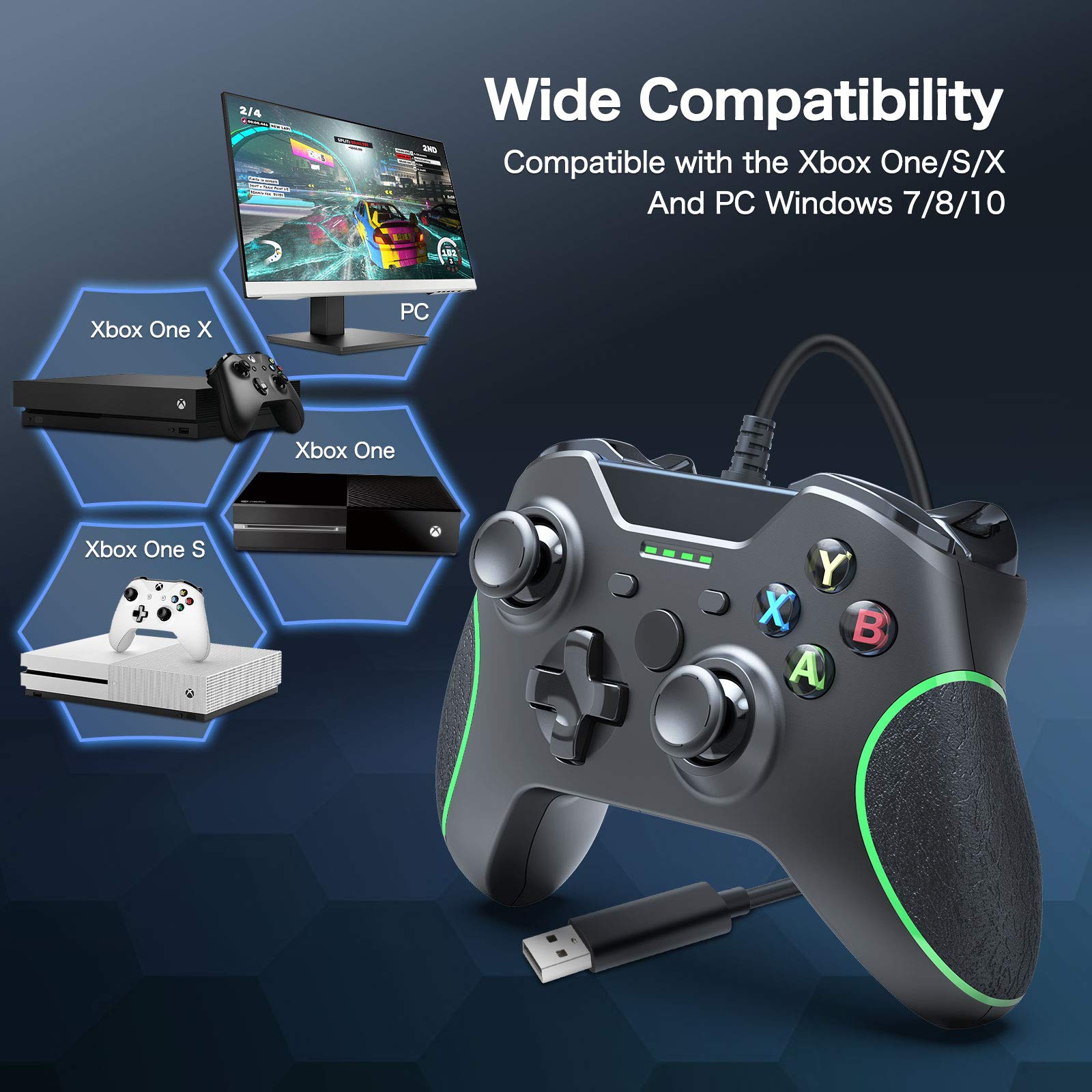 Nolansend Wired Game Controller,High Performance USB Gamepad Remote Joystick Controller with Dual Vibration,Wired Gmme Controller for PC(Win7/8/10)