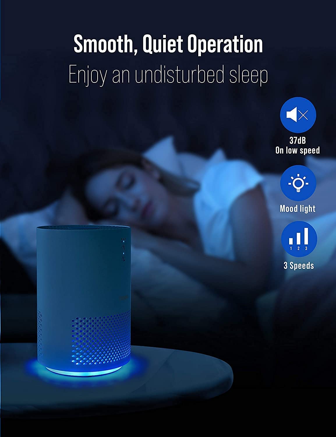TOPPIN HEPA Air Purifiers for Home Bedroom and Air Filter Replacement TPAP002 1 Pack