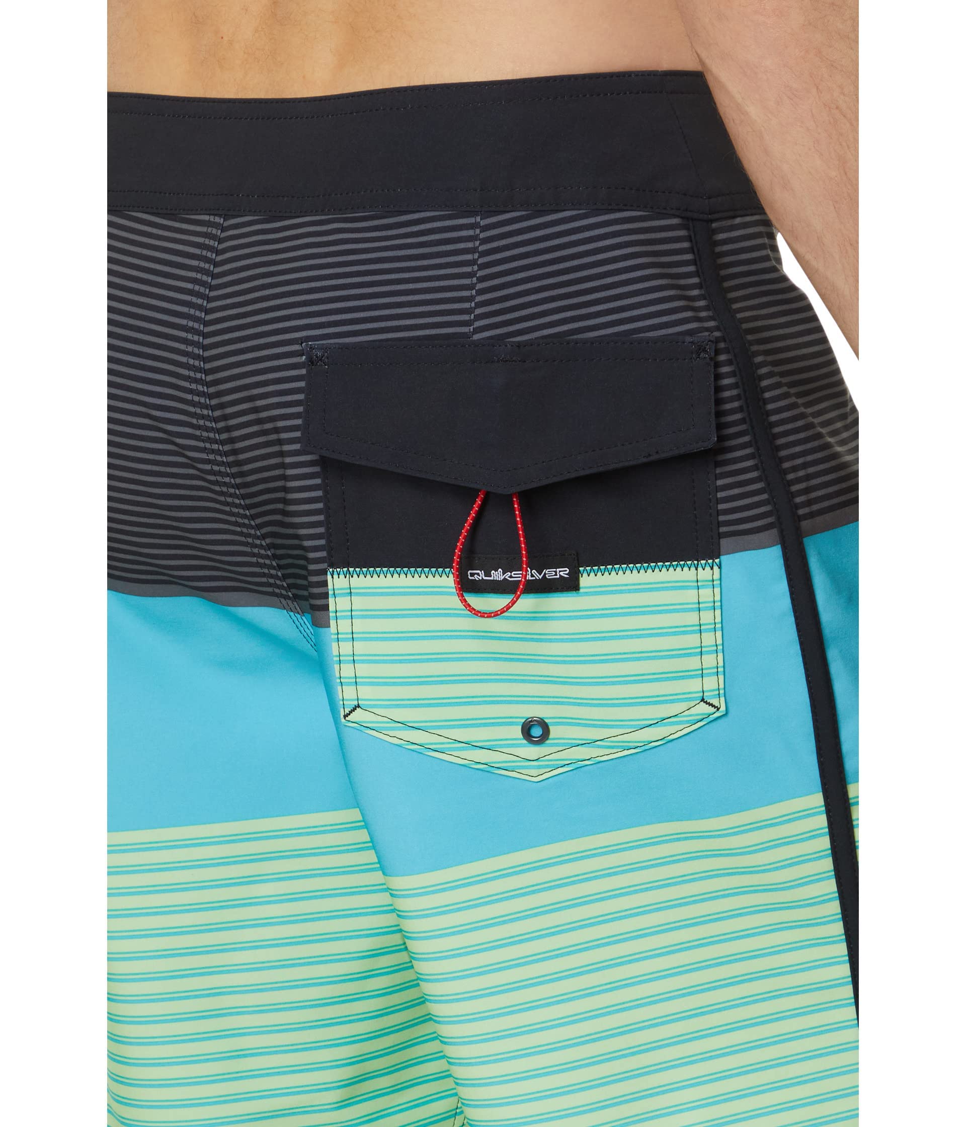 Quiksilver Men's Standard Surfsilk Tijuana 19 Inch Outseam Boardshort Swim Trunk Bathing Suit, Black/Grey Stripe, 36