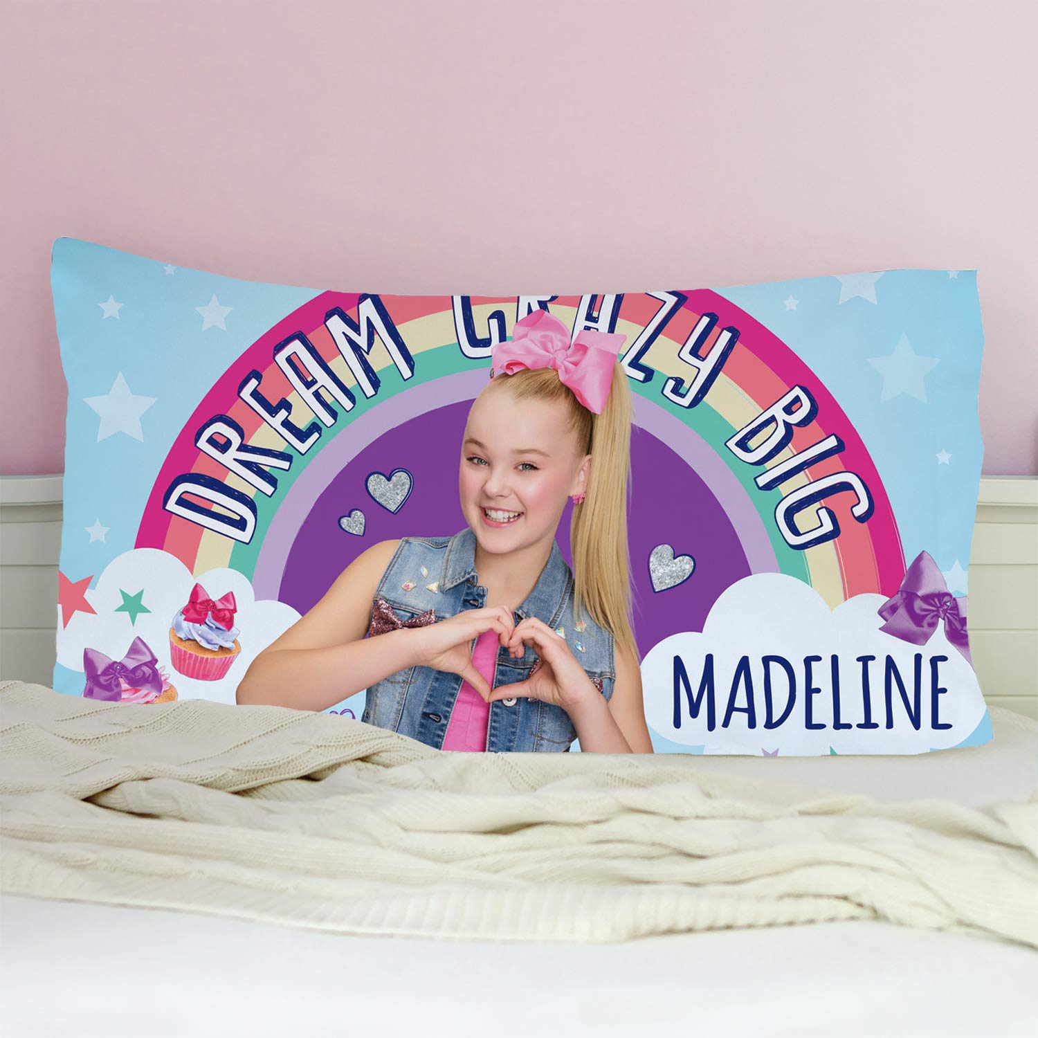 Personalized JoJo Siwa Pillowcase, Dream Crazy Big on Multicolor Cover, Official Licensed Product, 20x31, STD/Queen