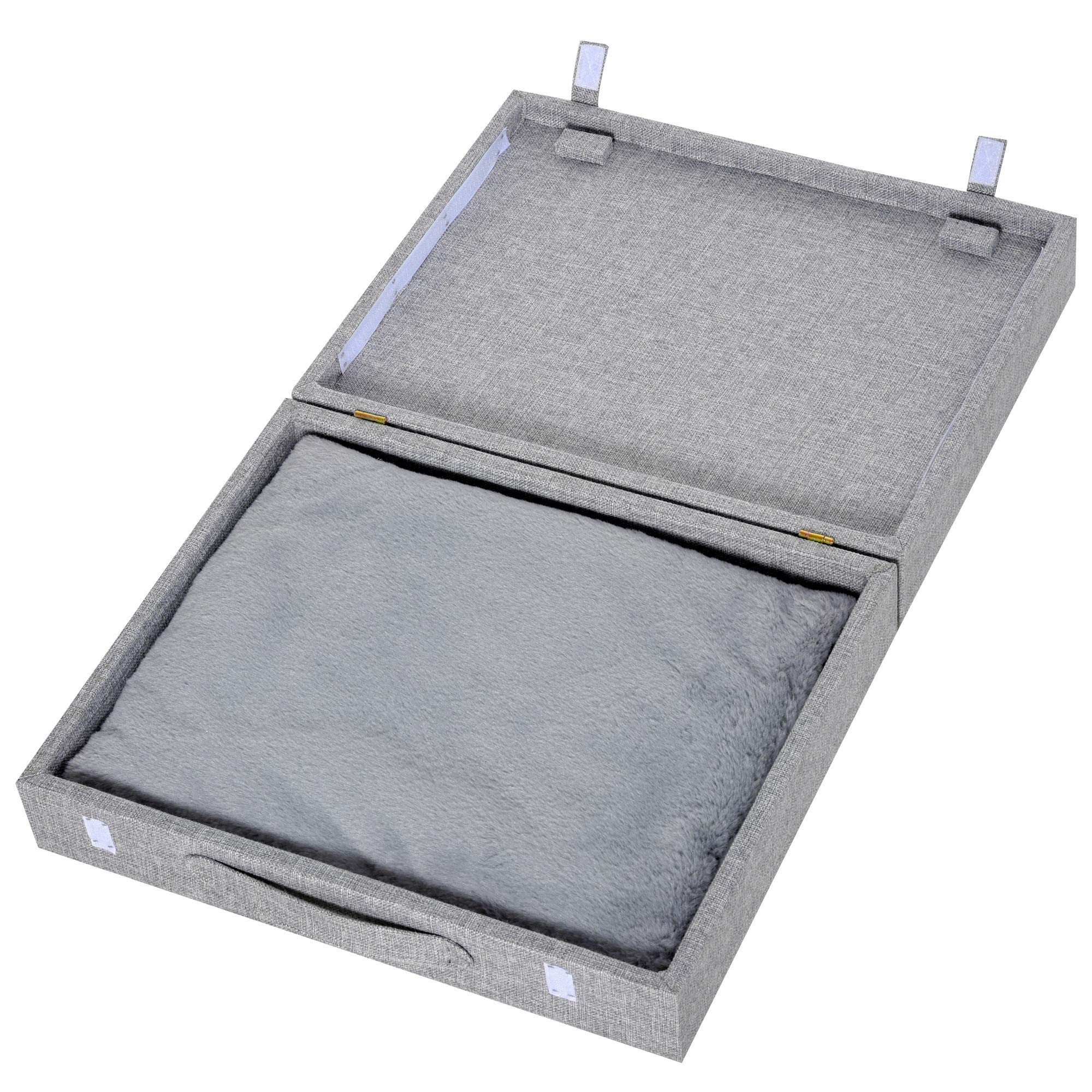 PawHut Cat House Foldable 2 in 1 Design Condo Pet Bed with Removable Washable Cushions Scratching Pad, Grey