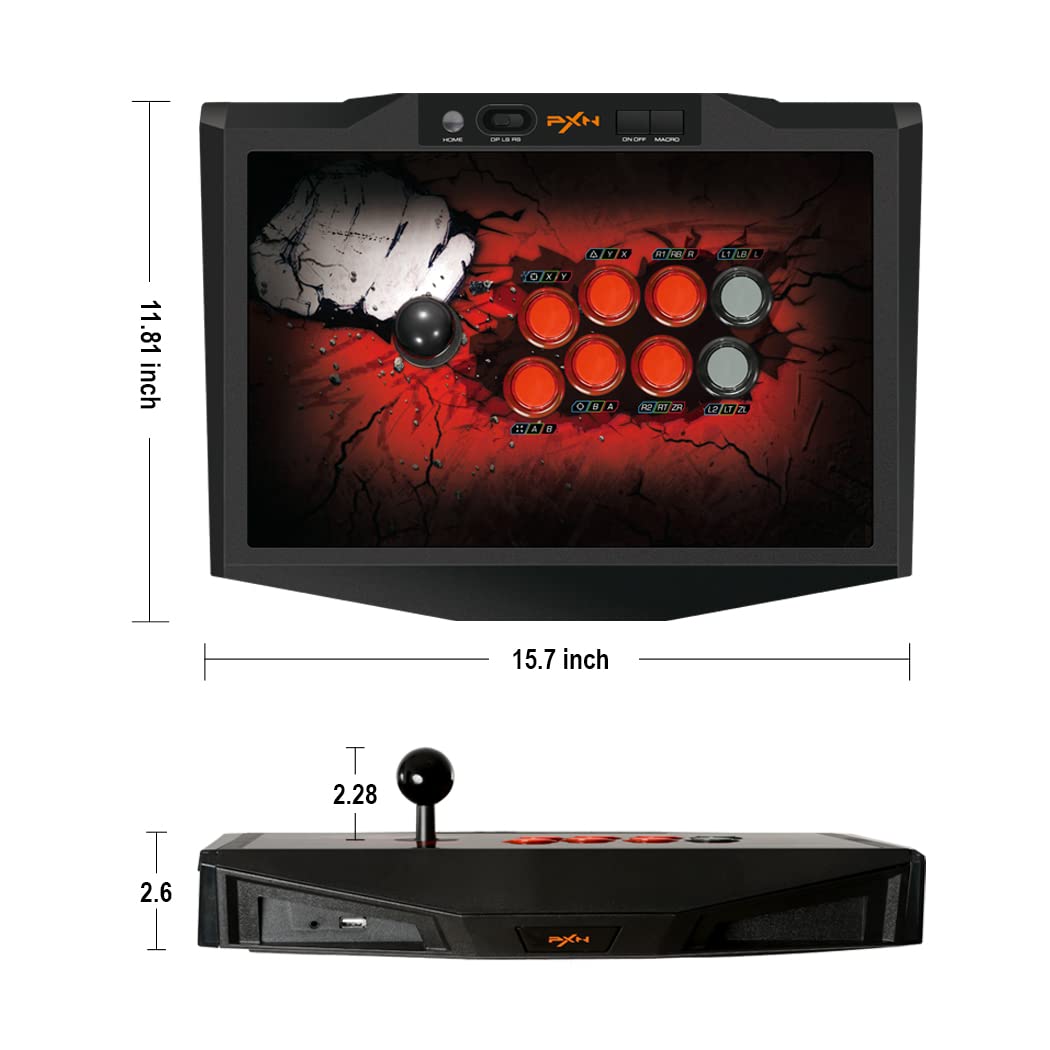 PXN X9 Fighting Joystick - DIY Sawan Arcade Joystick, Arcade Fight Stick with Turbo & Macro and DP/LS/RS Functions, Compatible Android, TV, PC, PS3, PS4, Switch