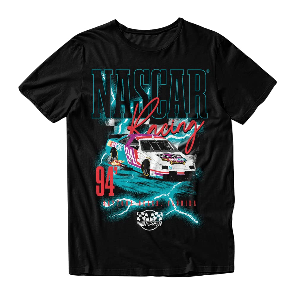 NASCAR Racing ‘94 Daytona Beach Florida Lightning Mens and Womens Short Sleeve T-Shirt (Black, X-Large)