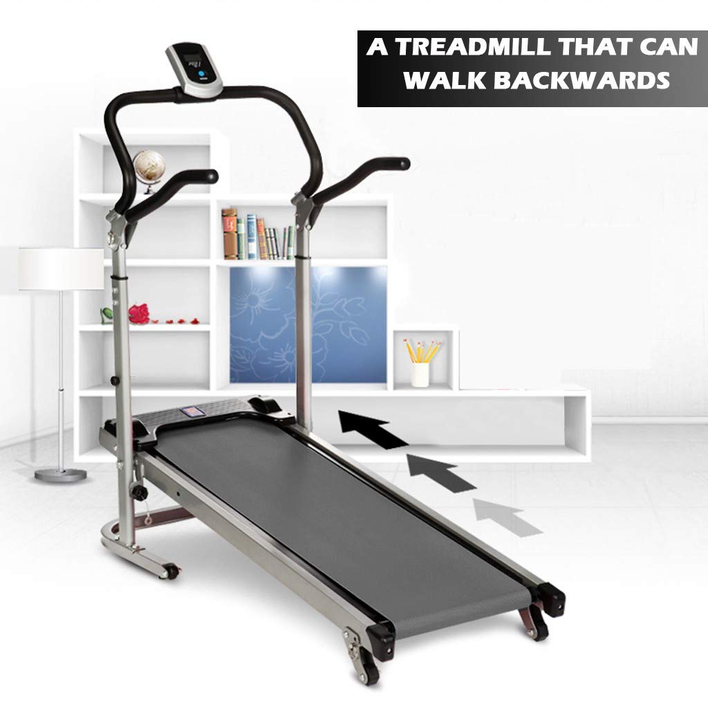 OKBOP Folding Manual Treadmill, 4-in-1 Foldable Under Desk Treadmills Machine for Small Space, Incline Compact Mini Walking Machine for Home Office, 300 lbs Weight Capacity (Black)