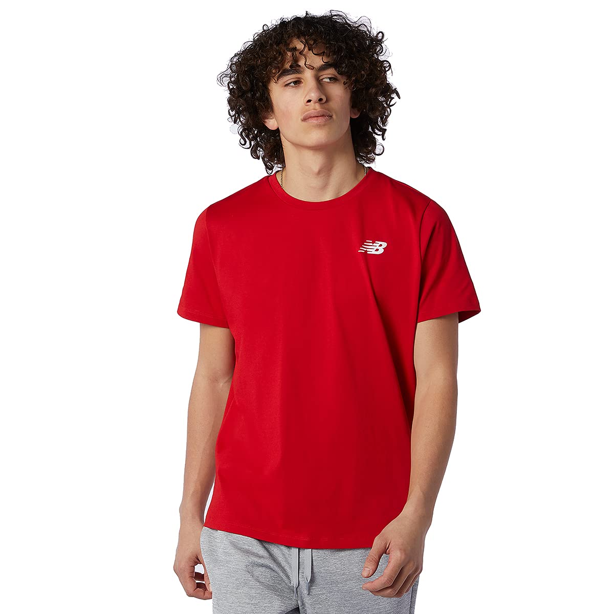 New Balance Men's Heather Tech Short Sleeve, Team Red Inline , Large